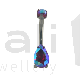 Ruby Aurora 'Droplet' Navel Bar